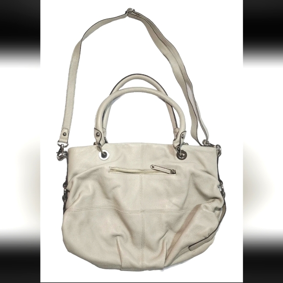 Tignanello | Bags | Tignanello Leather Buff Biege Purse Hobo Tote ...